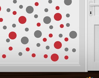 Black / Red Vinyl Polka Dot Wall Decals Circles Stickers peel - Etsy