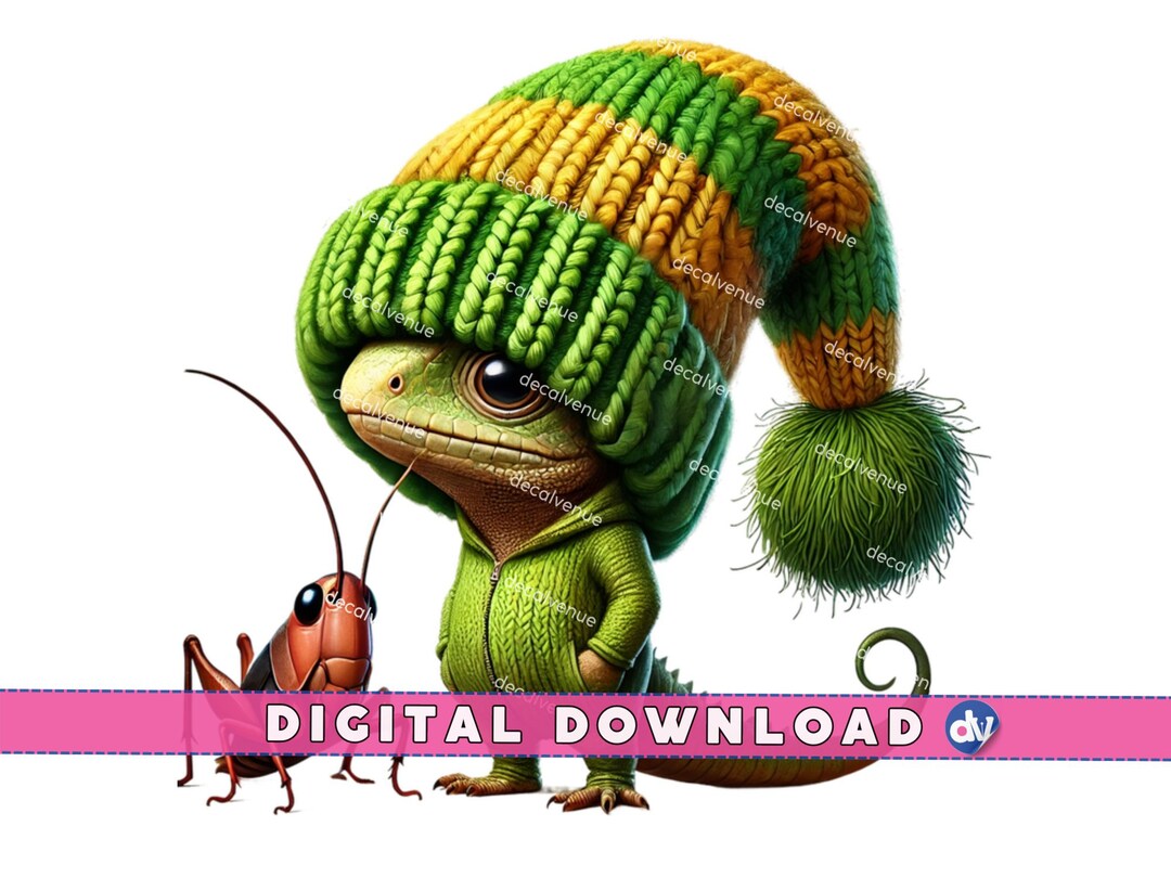 Lizard Gnome With Cricket PNG Digital Download Clipart Printable Art ...