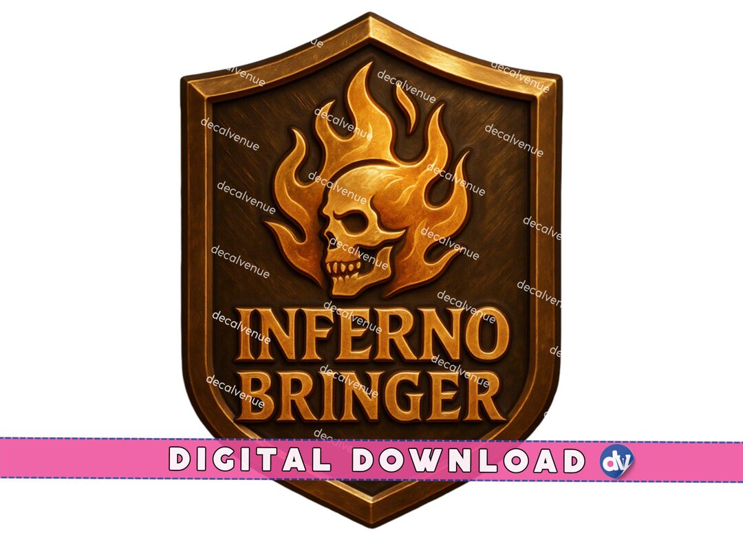 Inferno Bringer Rpg-style Skill Badge Gold & Bronze Flame Crest PNG ...