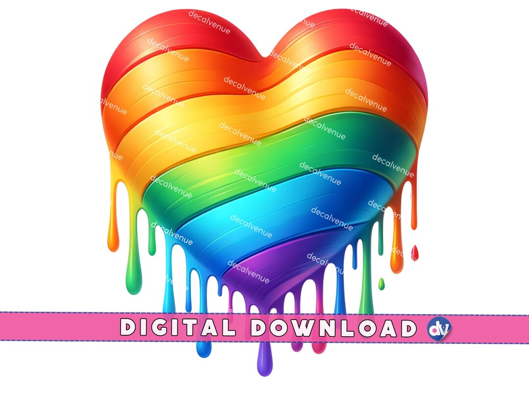 Rainbow Drip Heart PNG: Pride Clipart (digital Download) - Etsy