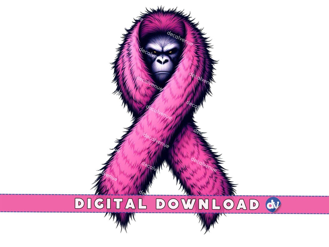 Sasquatch Face Fuzzy Pink Ribbon Breast Cancer Awareness PNG Digital ...