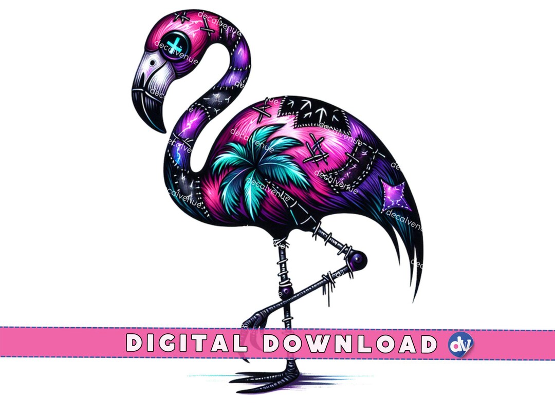 Gothic Flamingo Purple and Pink PNG Digital Download Clipart Printable ...