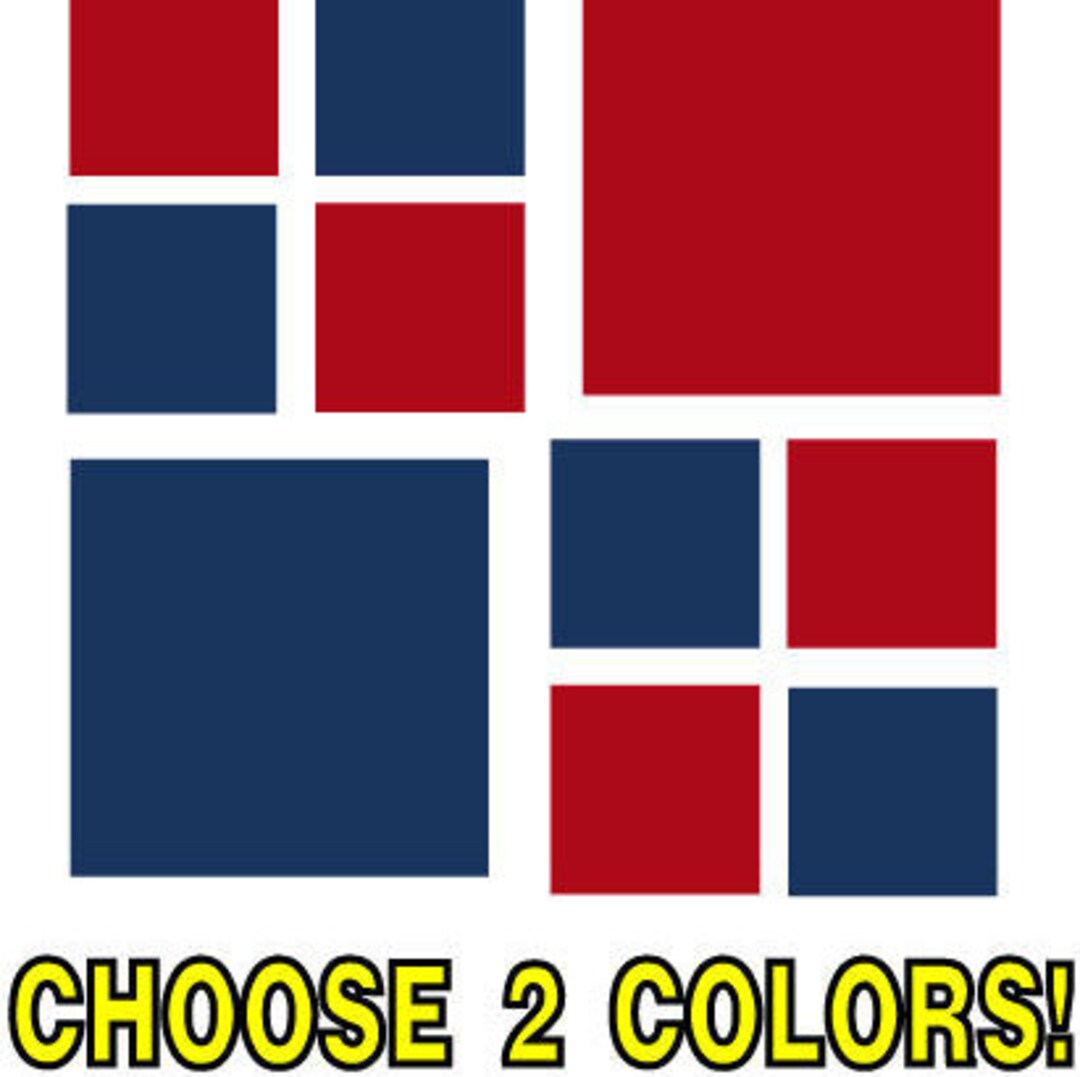 Choose Any 2 Colors - Set of 30 - 2" and 4" Inch Squares Vinyl Wall ...