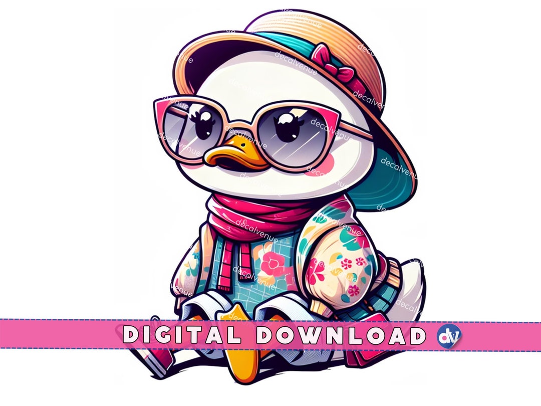 Stylish Duck PNG: Retro Animal Art Print (digital Download) - Etsy