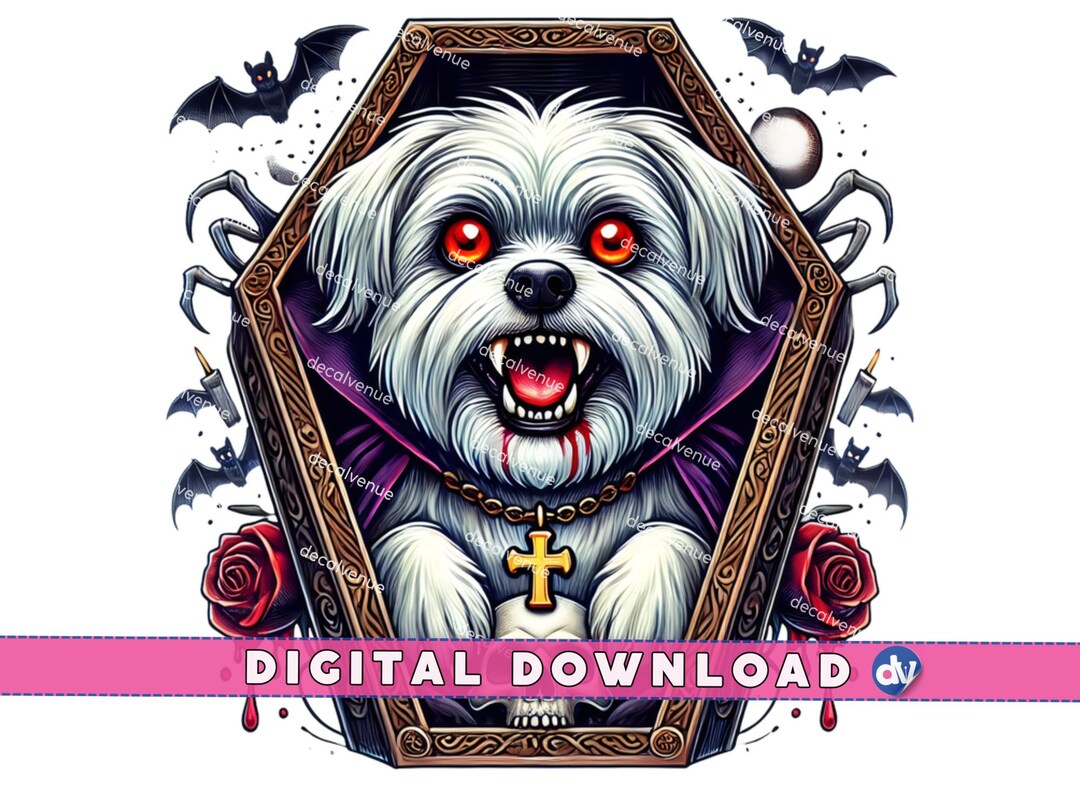 Scary Maltese Vampire Dog Halloween Clipart (PNG Digital Download) - Etsy