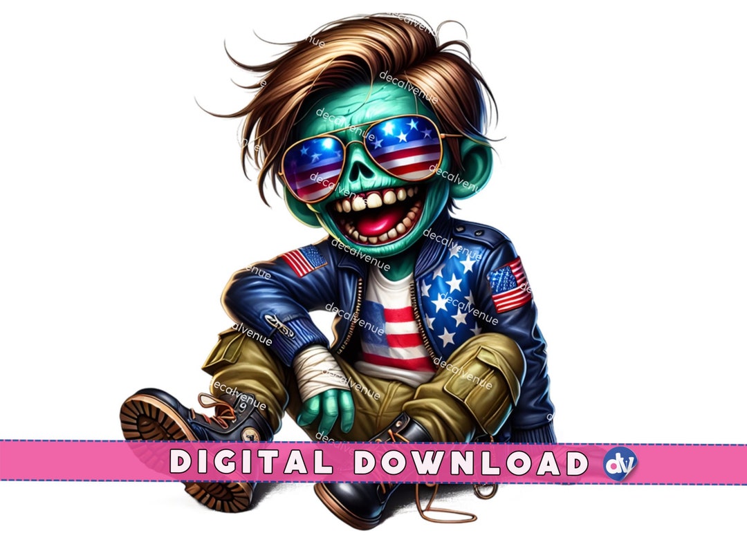 Patriotic Zombie Aviator PNG, American Flag Sunglasses Clipart (digital ...