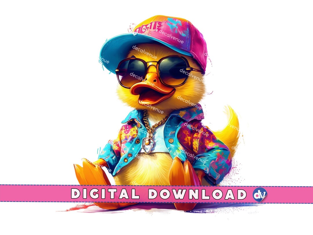 Cute Duck in Trendy Clothing Cool Duckie Printable Art, Digital ...