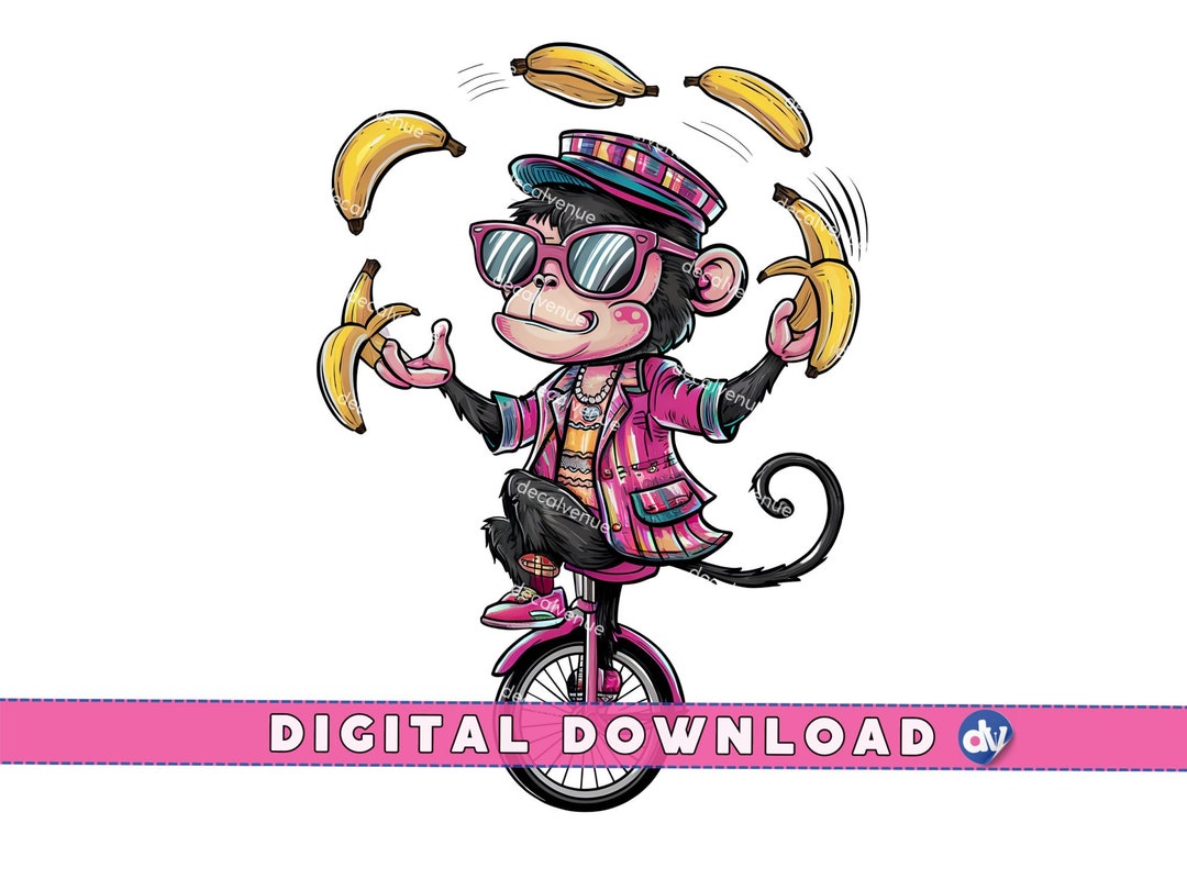 Monkey Juggling Bananas on Unicycle Clipart – PNG Digital Download - Etsy