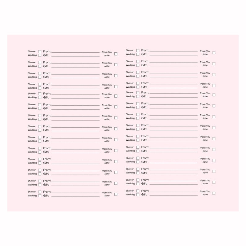 Wedding Gift & Thank You Note Tracker - Etsy