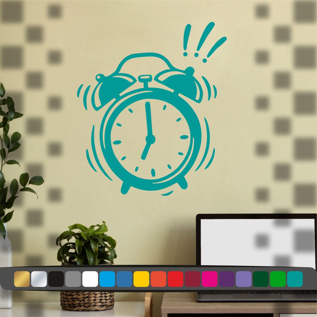 Funny Alarm Clock Sticker for Cars and Walls, Alarm Clock Decoration ...