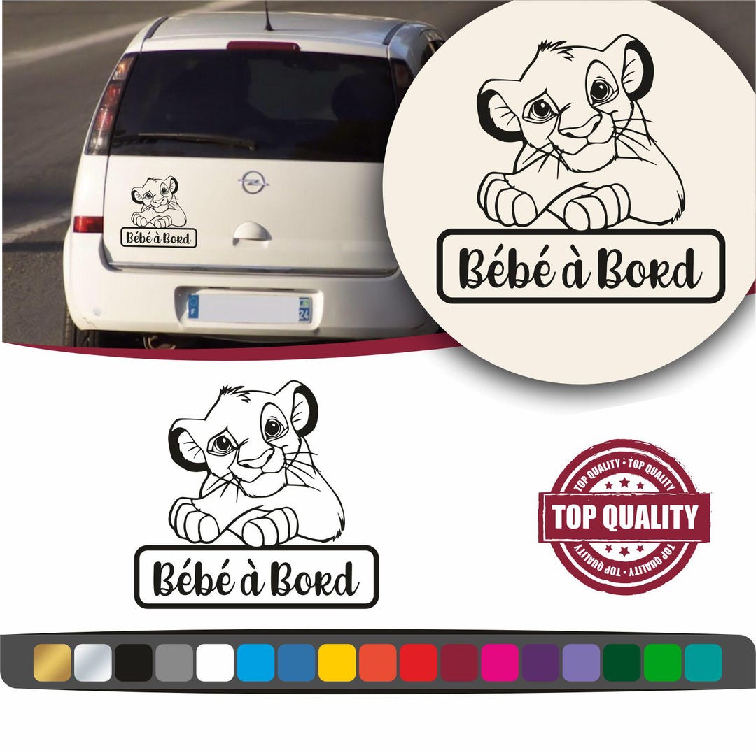 Personalized Simba Baby on Board Car Stickers, Lion Simba Baby on Board ...