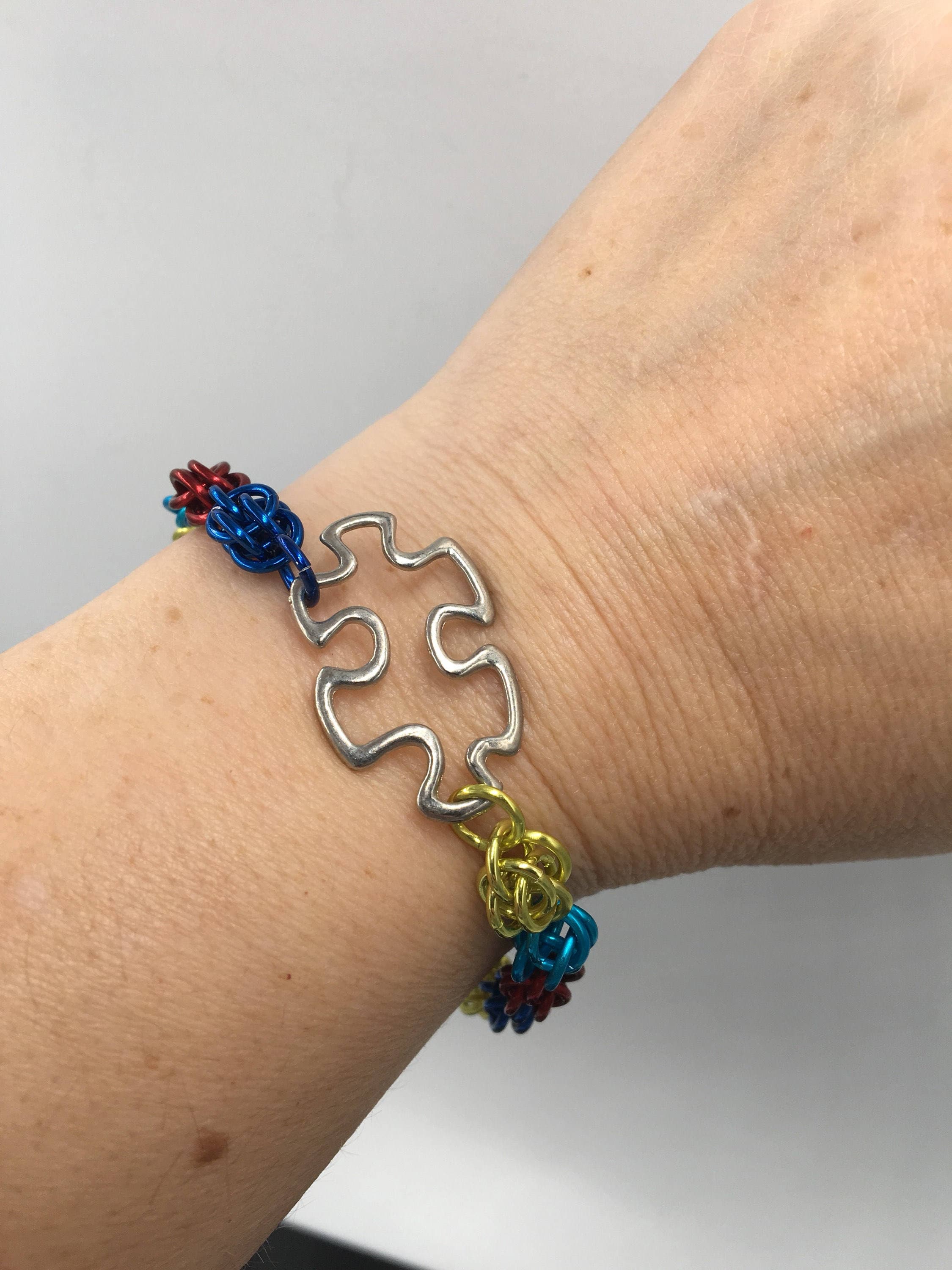 Autism Awareness Puzzle Chainmaille Bracelet | Etsy
