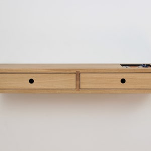 Floating Console Table With Drawers, Leather Tray Organizer, Entryway ...