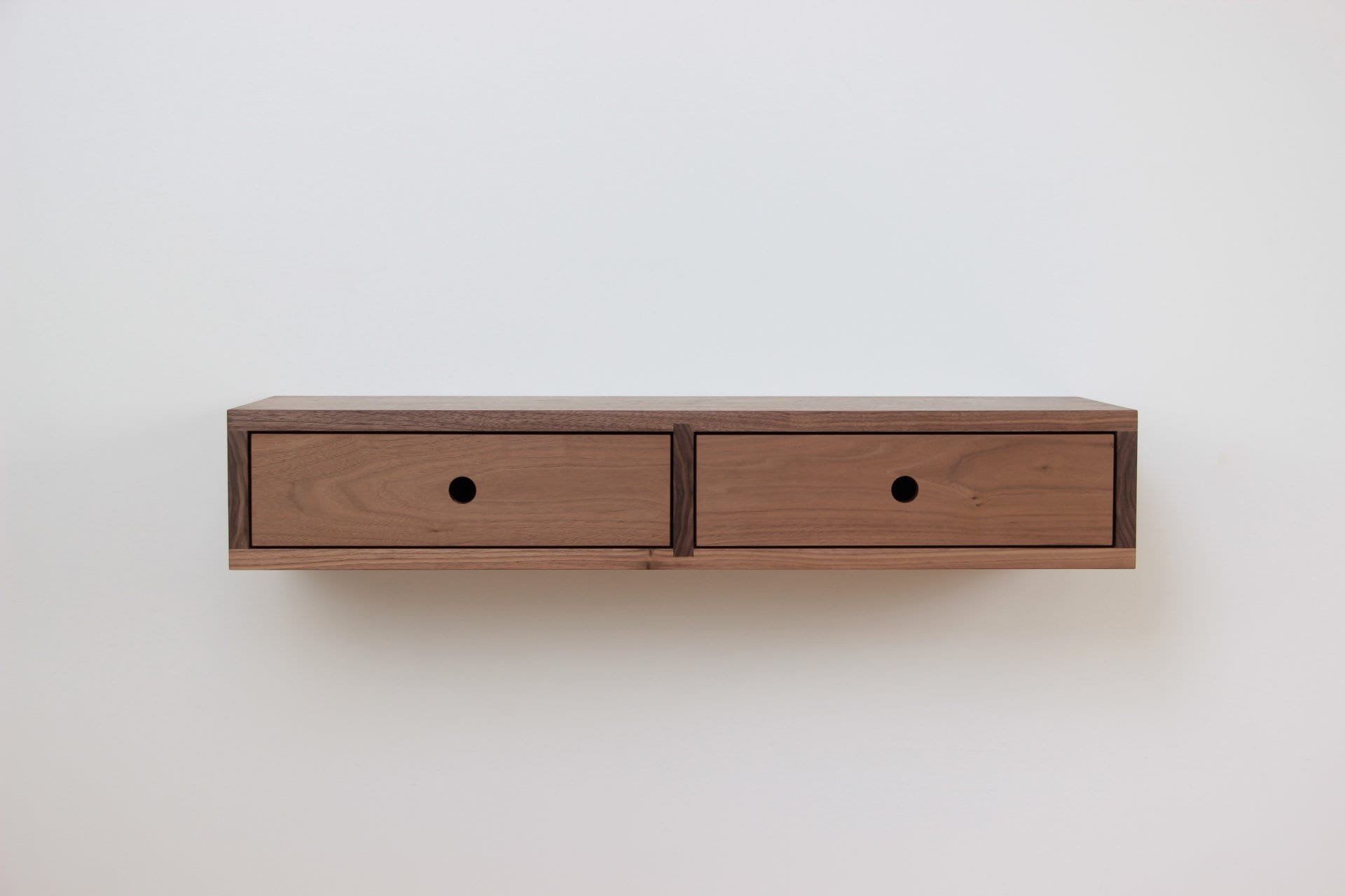 Walnut Floating Console Table With Two Drawers, Walnut Organizer ...