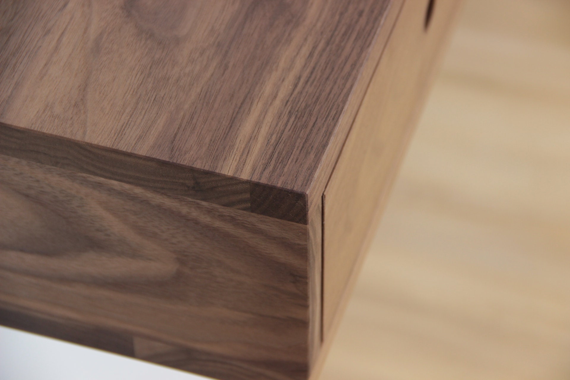 Walnut Floating Console Table With Two Drawers, Walnut Organizer ...