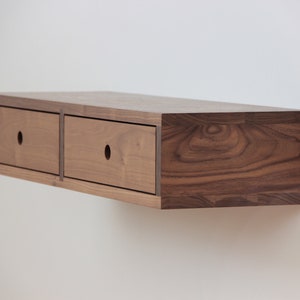 Walnut Floating Console Table With Two Drawers, Walnut Organizer ...