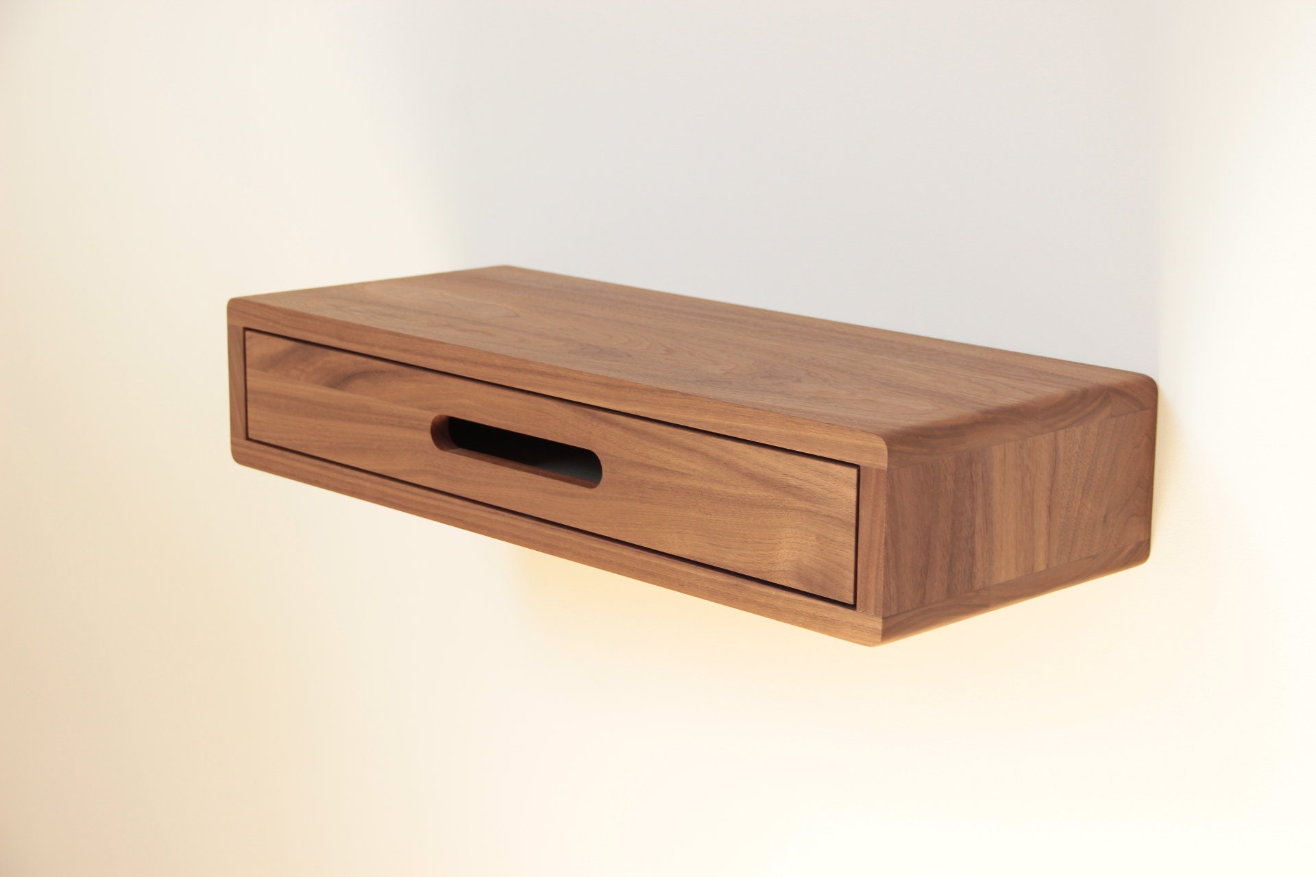 Solid American Walnut Floating Console Table With Drawer - Etsy