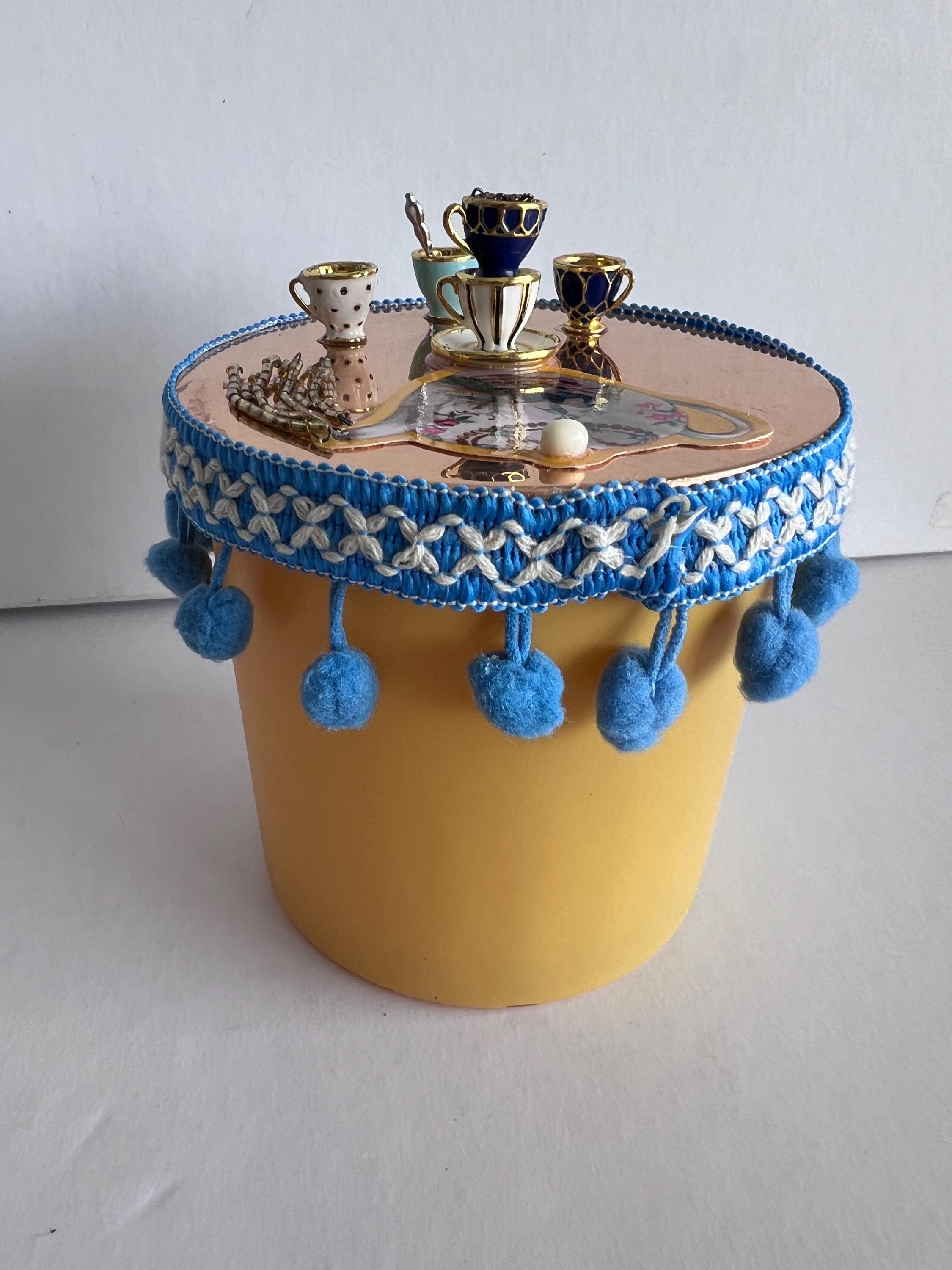 Tea Time Yellow Whimsical Decorative Container Tea Bag Storage Gift for ...