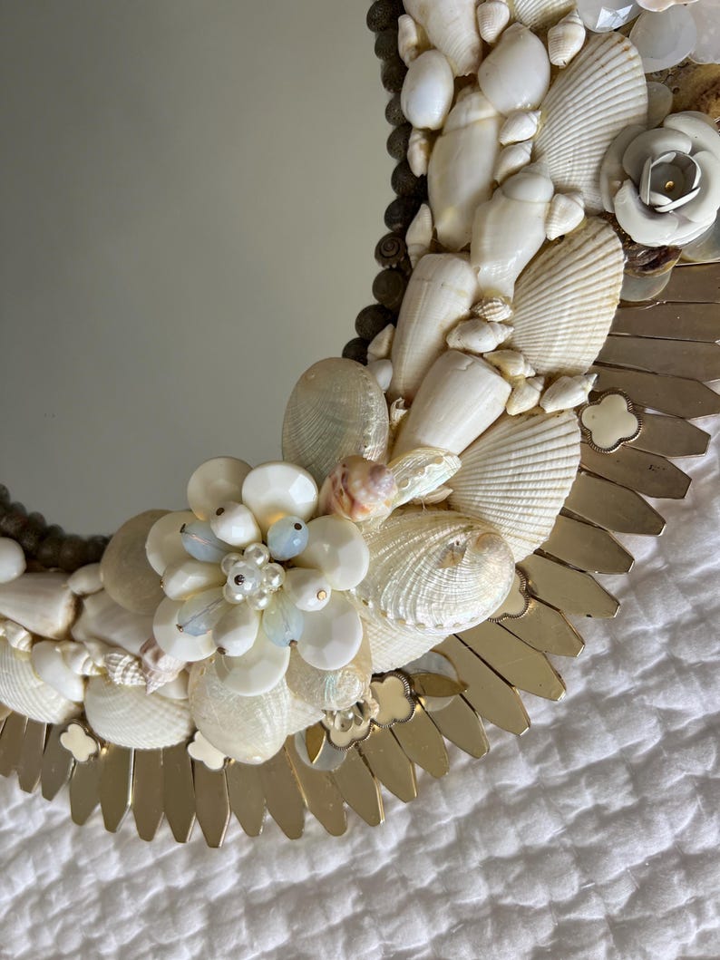 Handmade Oval Shell & Lucite Mirror Art Deco Seashell Mirror Vintage ...