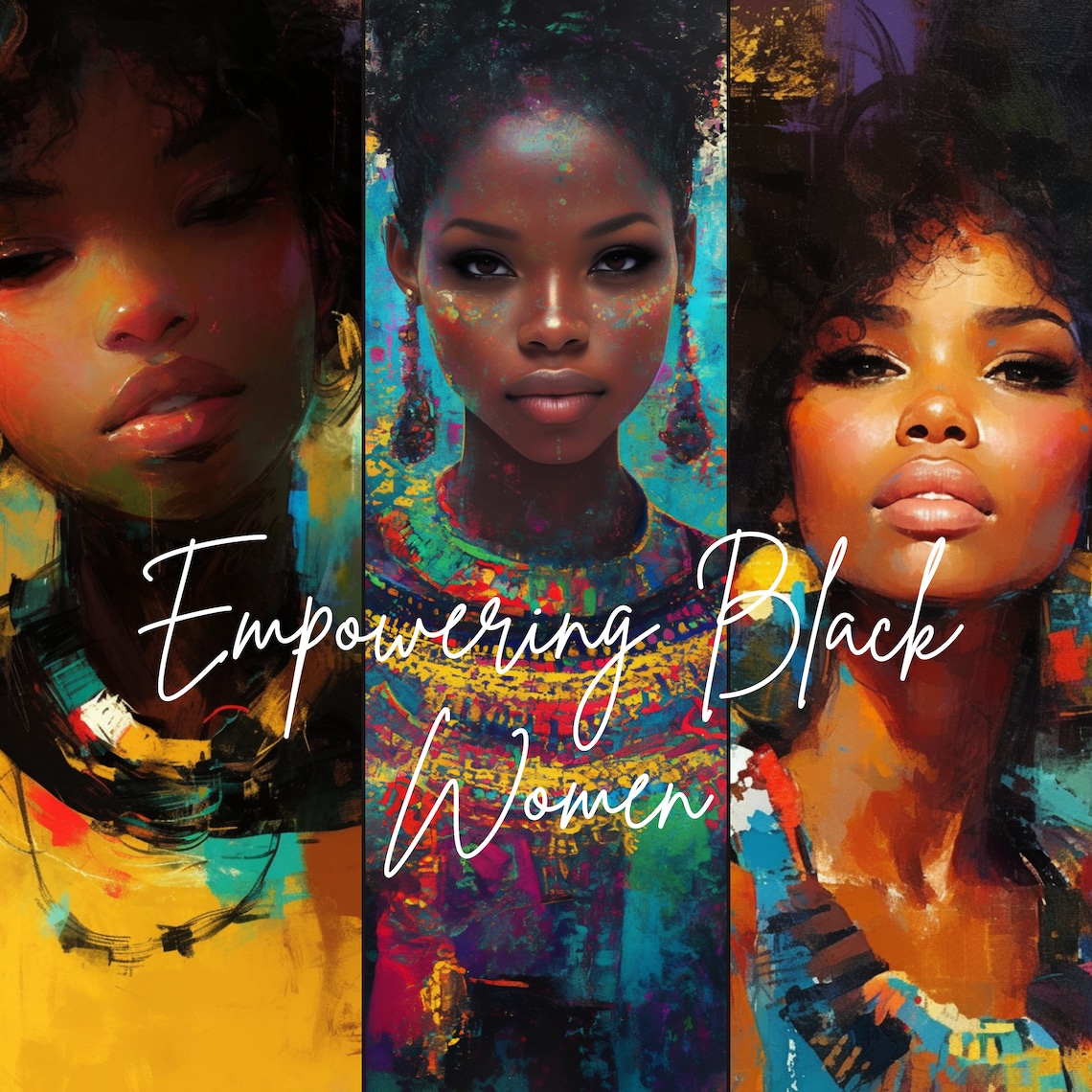 Empowering Black Women Abstract Art Collection | 20 Pngs | Bold and ...