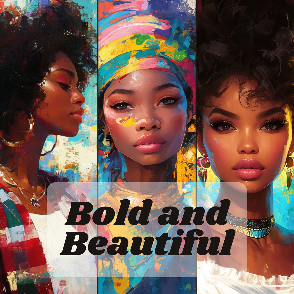 Empowering Black Women Abstract Art Collection | 20 Pngs | Bold and ...