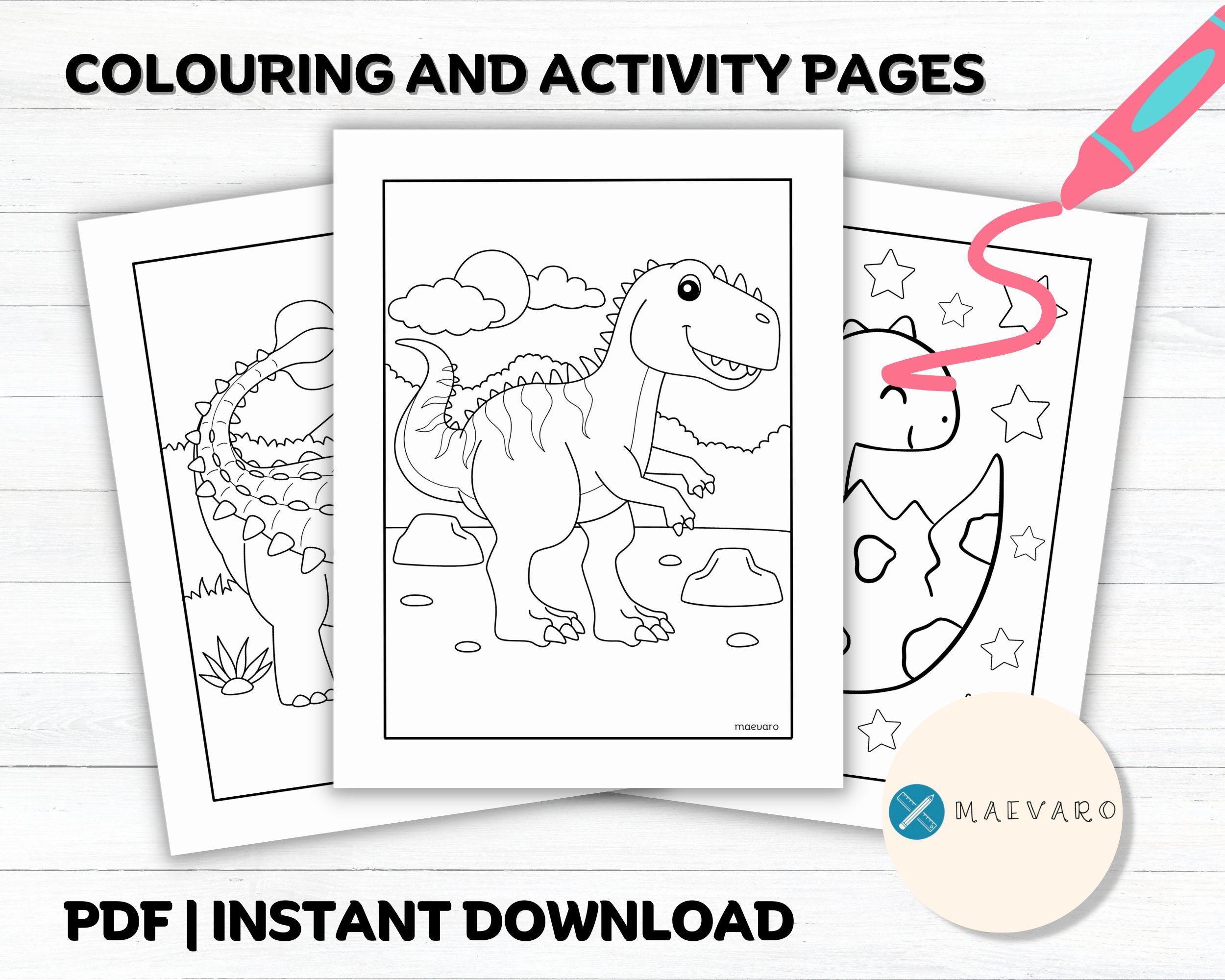 Dinosaur My First Colouring Pages Book PDF Bundle 20 Pages - Toddler ...