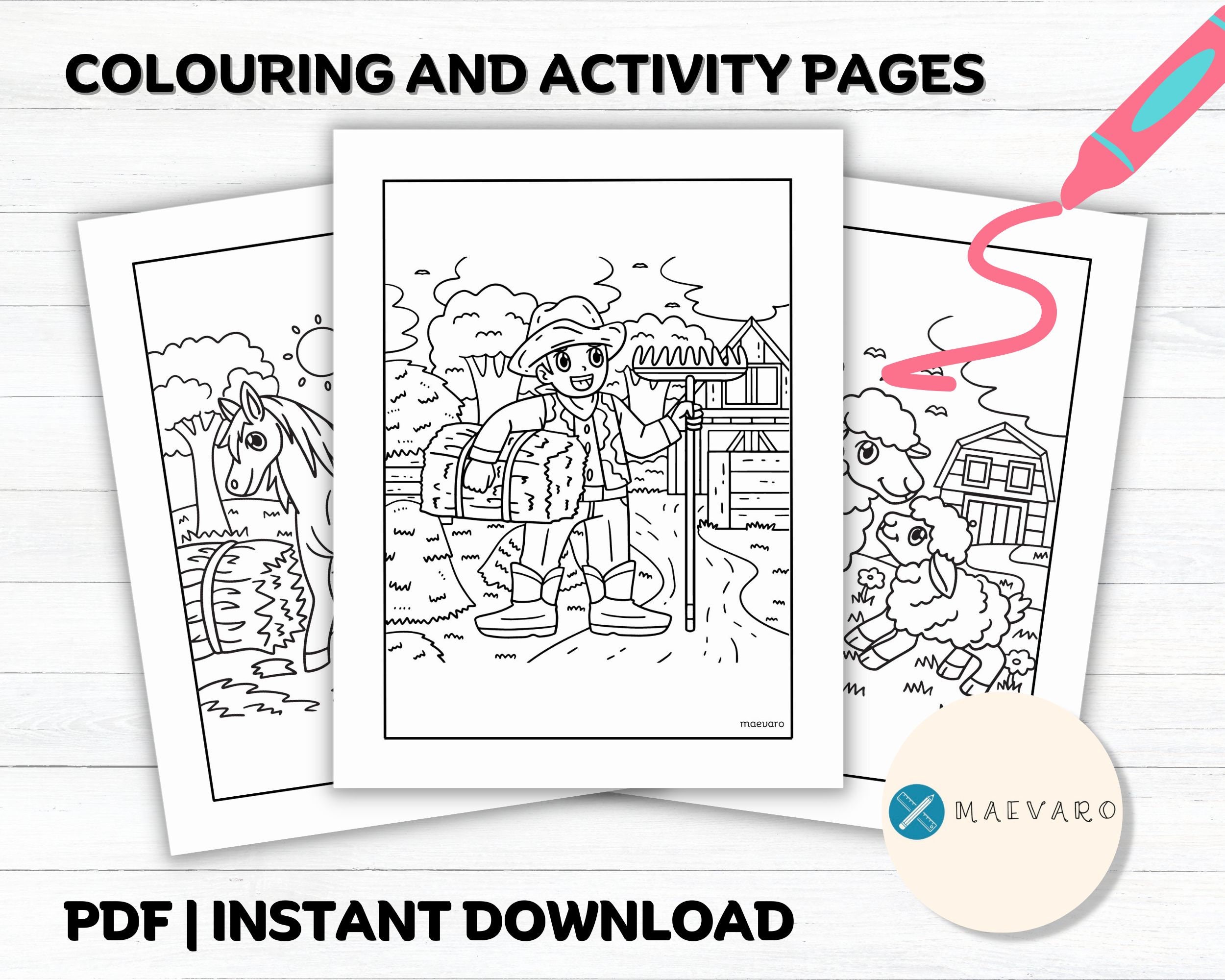 Farm Animals My First Colouring Pages PDF Bundle 20 Pages Simple ...