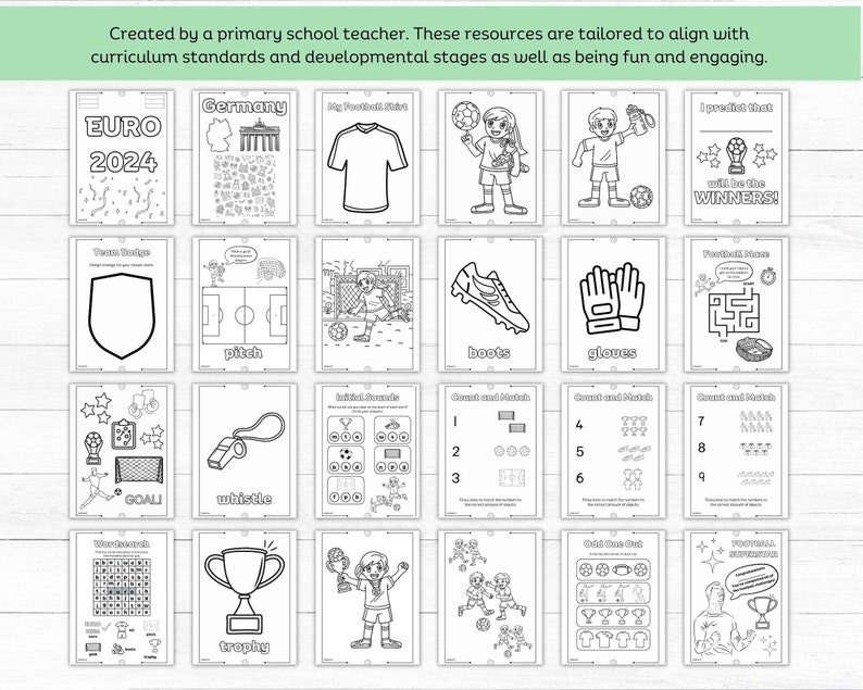 Euro 2024 Football Themed Kids Colouring and Educational Activities PDF ...
