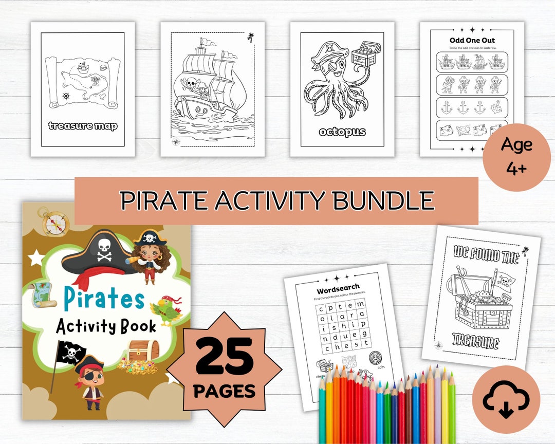 Pirate Themed Colouring and Educational Activity Sheets PDF Bundle Set ...