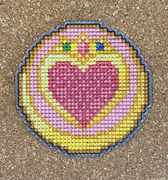 Sailor Moon - Chibi Moon Prism Heart Compact Cross-stitch Pin - Anime ...