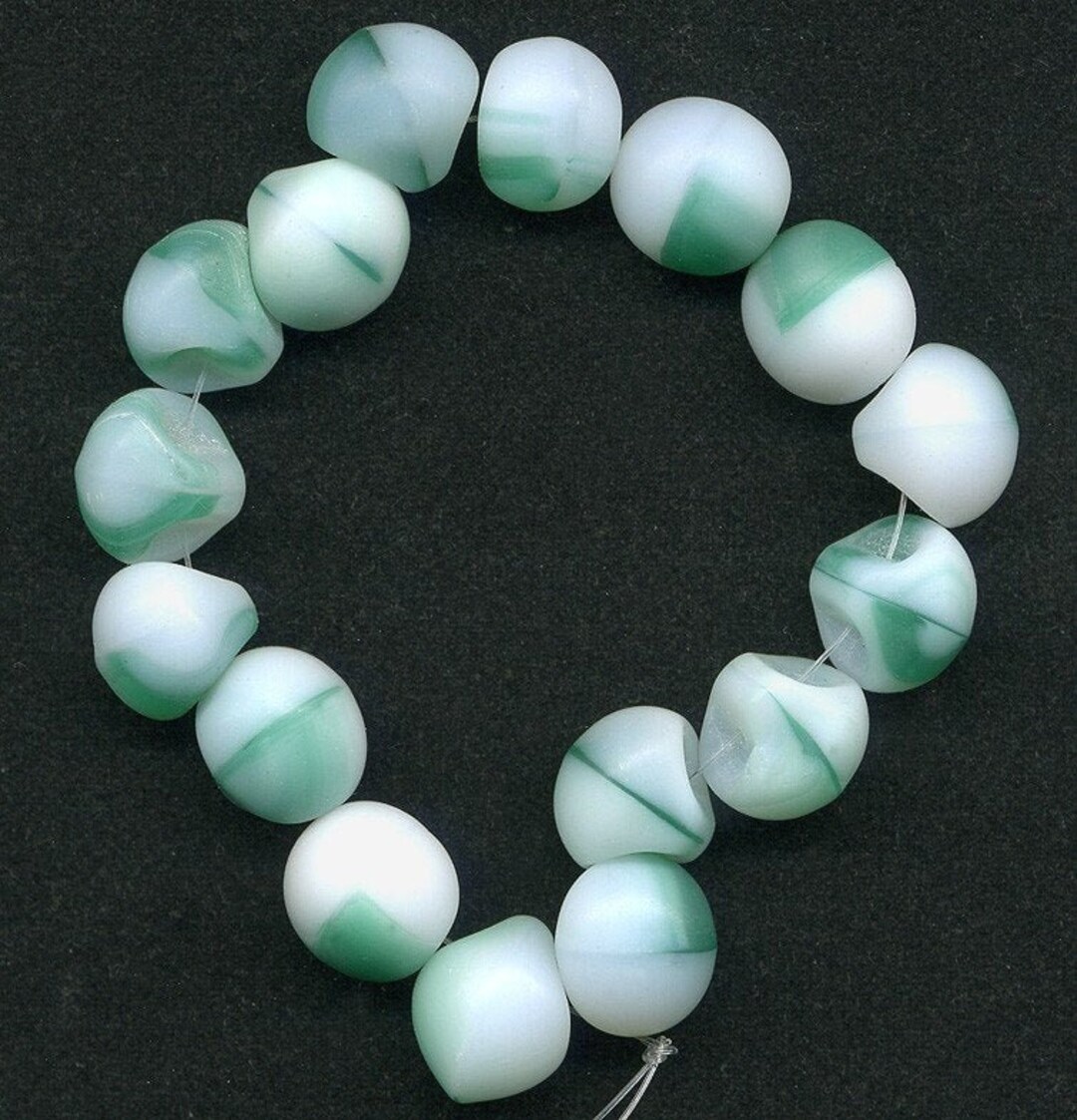 Vintage 11mm Button Back Beads Choose Green or Orange Mixed With White ...