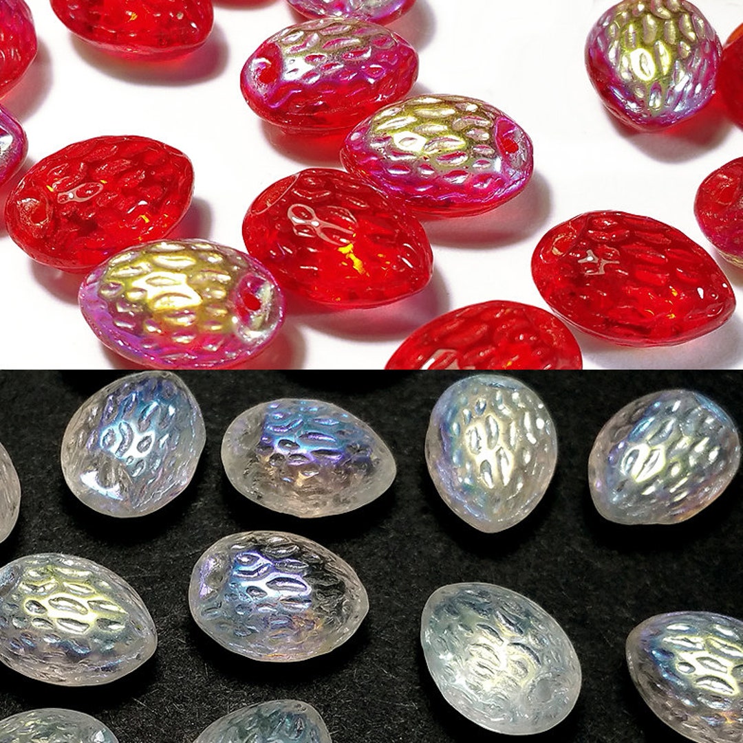 Vintage Strawberry Beads Choose Red AB or Clear AB Glass 12mm 25 Pcs ...