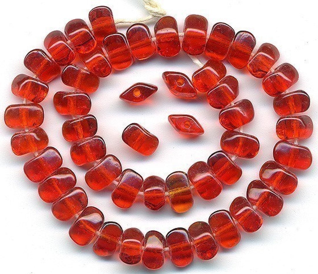 Vintage Ruby Red Beads 5mm Flat Diamond Shaped Glass 1920s Czech - Etsy