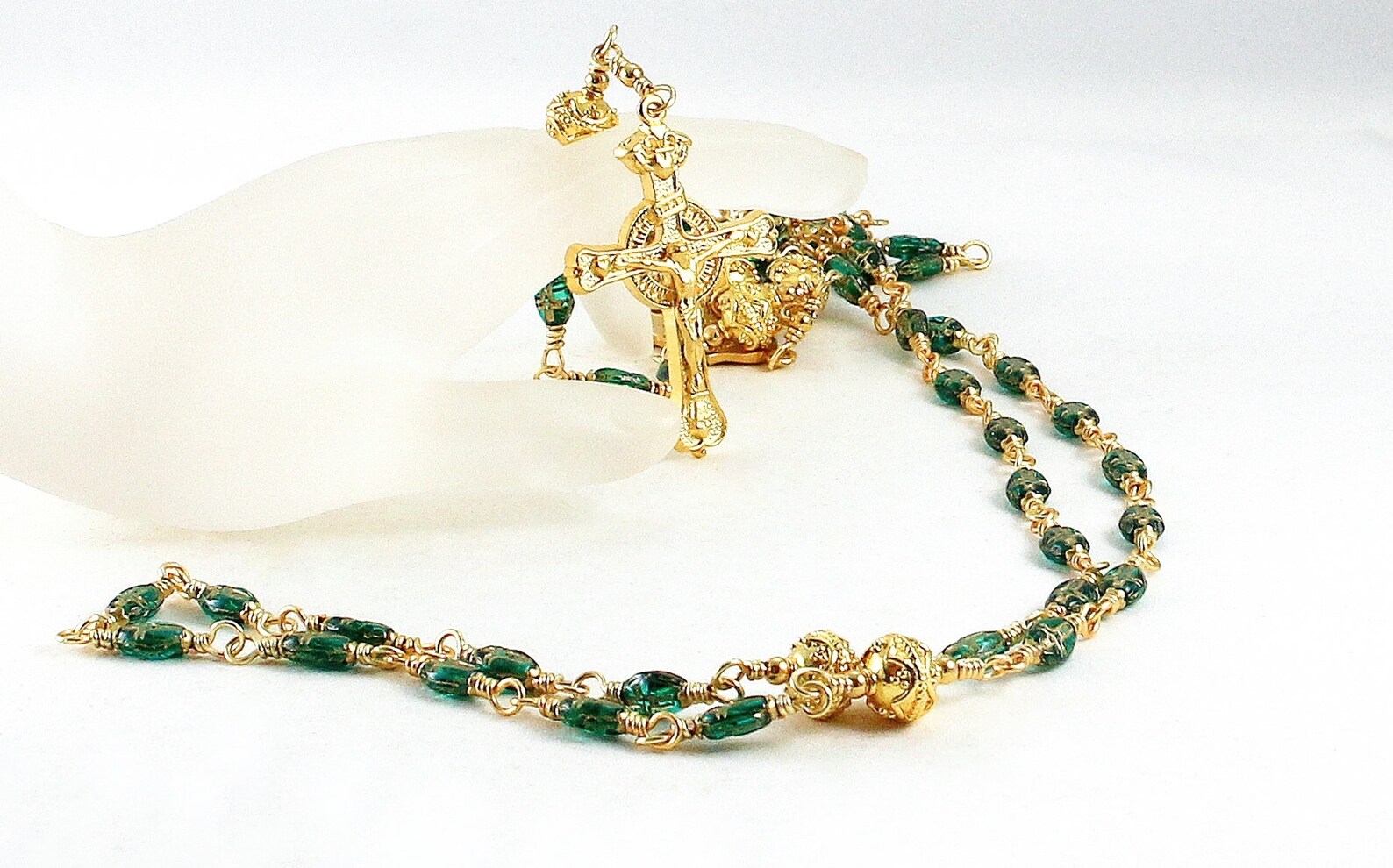 St Patrick Rosary Beads Irish Rosary Gold Finished Pewter Celtic ...