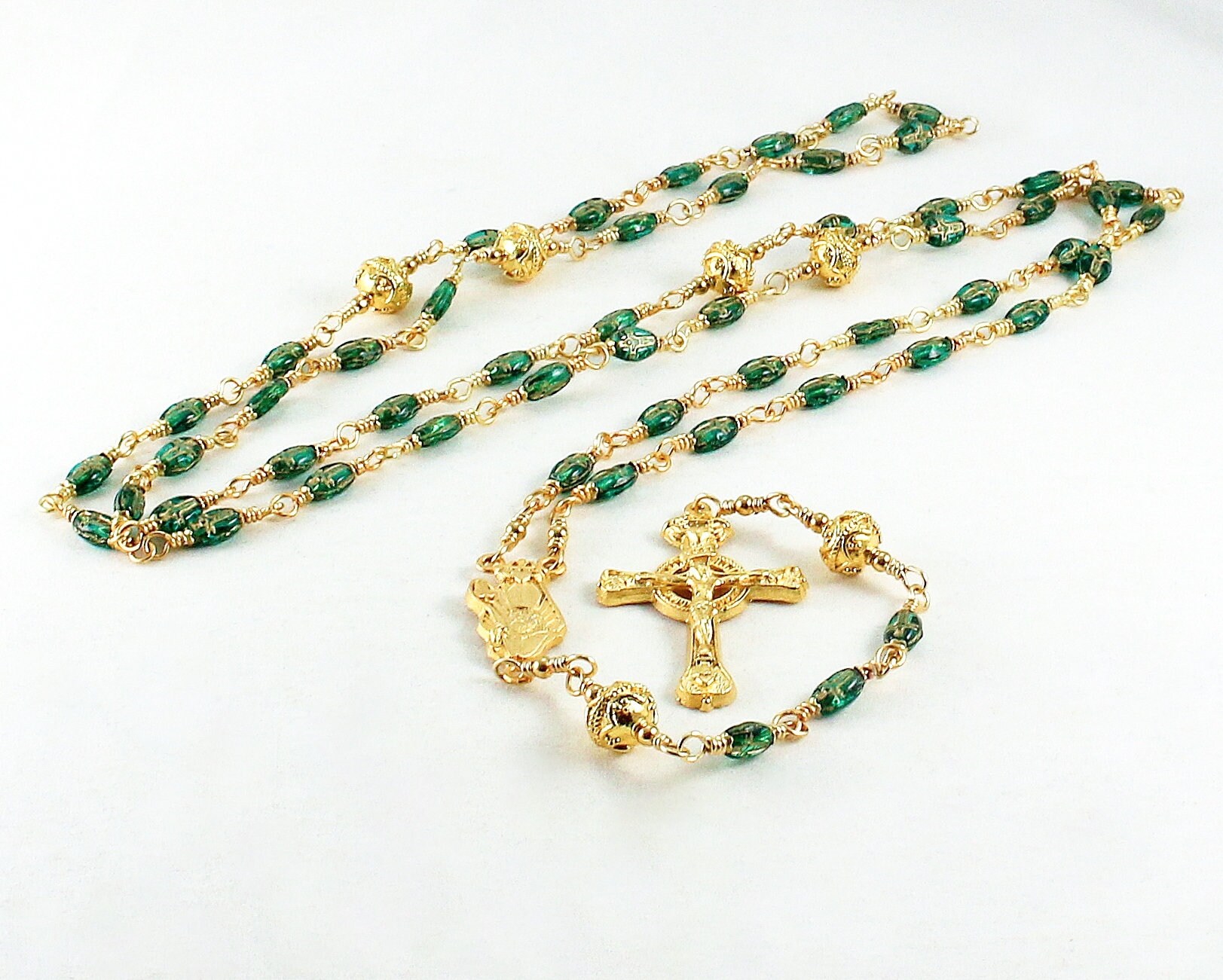 St Patrick Rosary Beads Irish Rosary Gold Finished Pewter Celtic ...