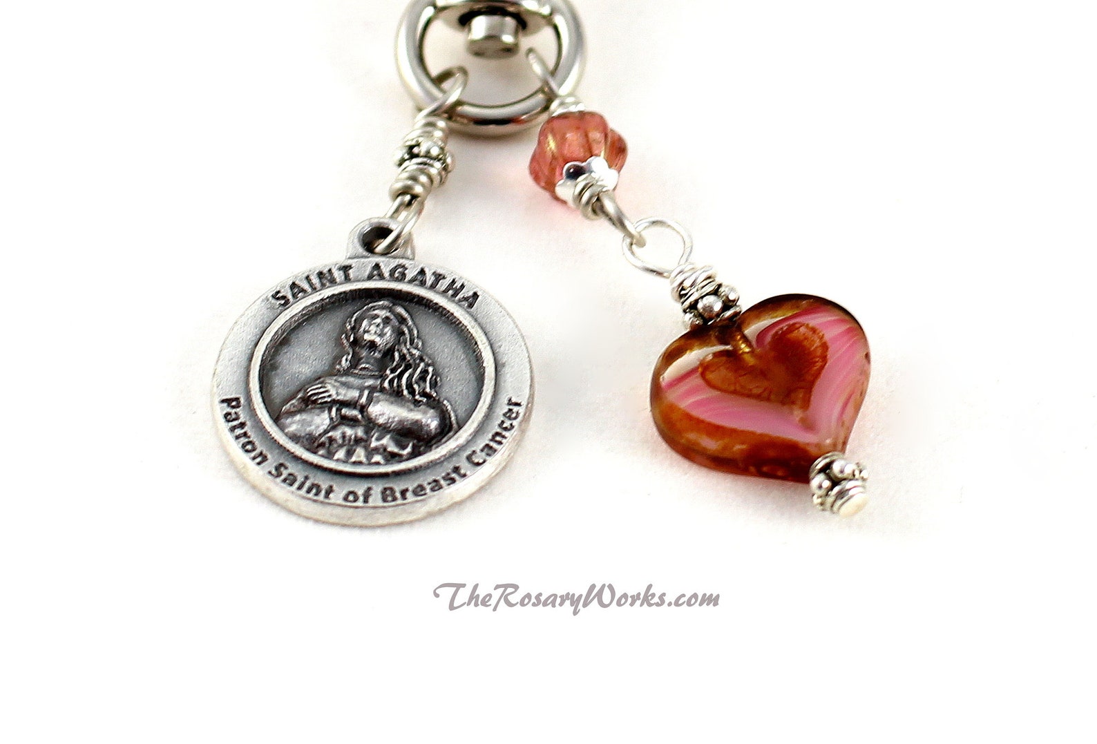St Agatha Charm Heart Charm Key Ring Patron Saint Breast - Etsy