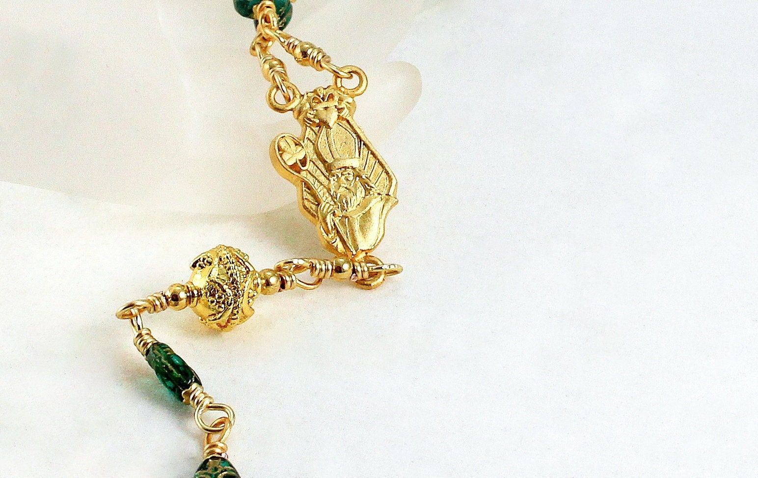 St Patrick Rosary Beads Irish Rosary Gold Finished Pewter Celtic ...