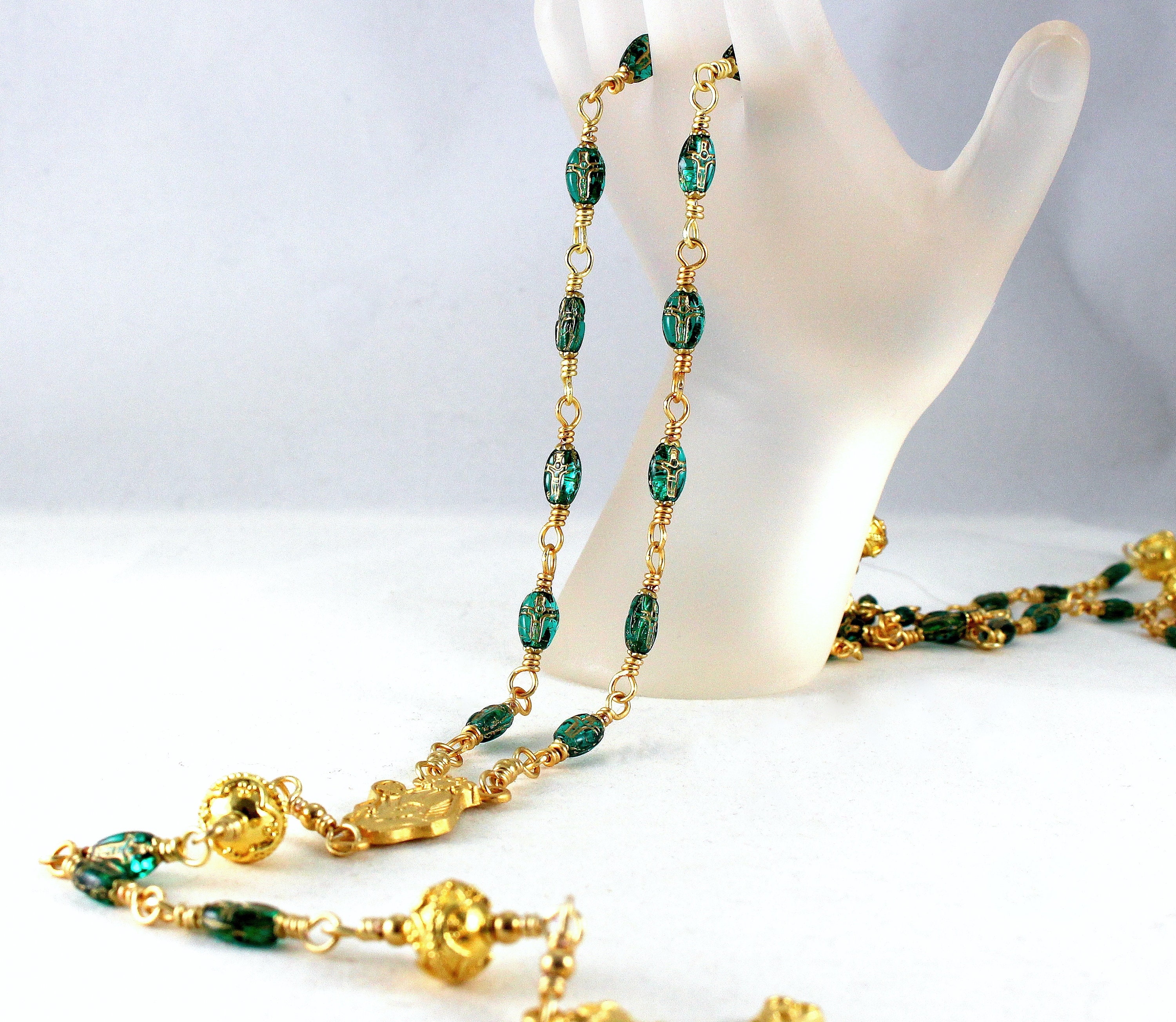 St Patrick Rosary Beads Irish Rosary Gold Finished Pewter Celtic ...