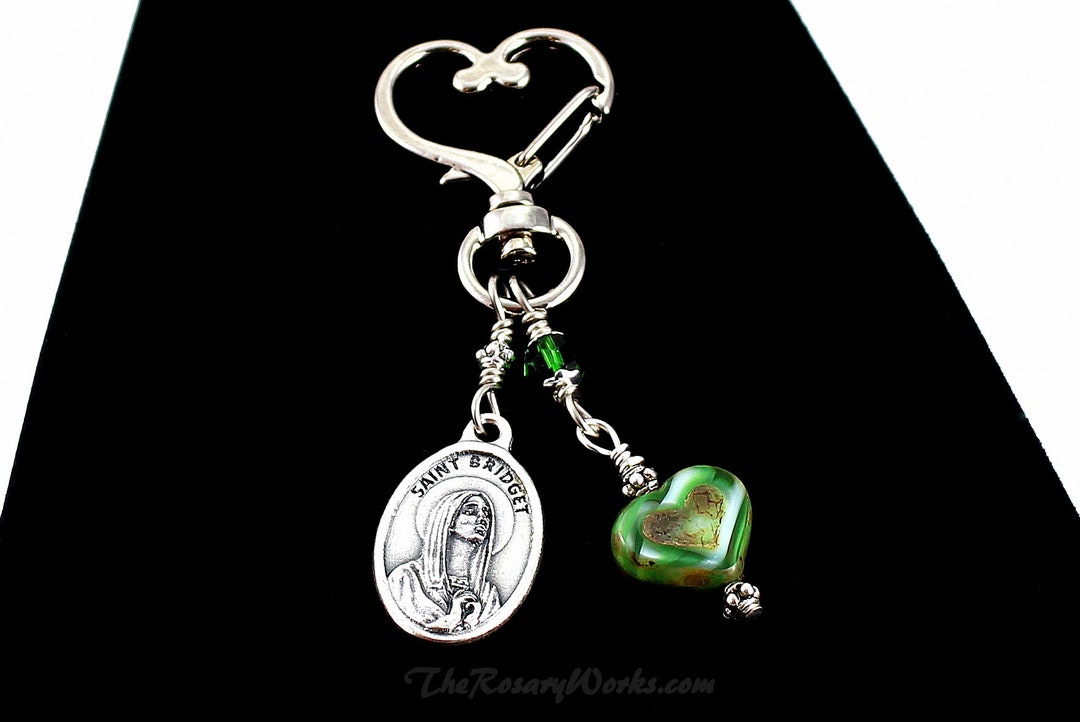 St Brigid Medal Charm Key Ring Patron Saint of Ireland Keyring Irish ...