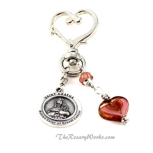 St Agatha Charm Heart Charm Key Ring Patron Saint Breast - Etsy