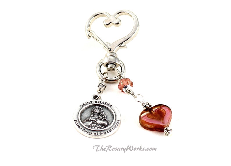 St Agatha Charm Heart Charm Key Ring Patron Saint Breast - Etsy