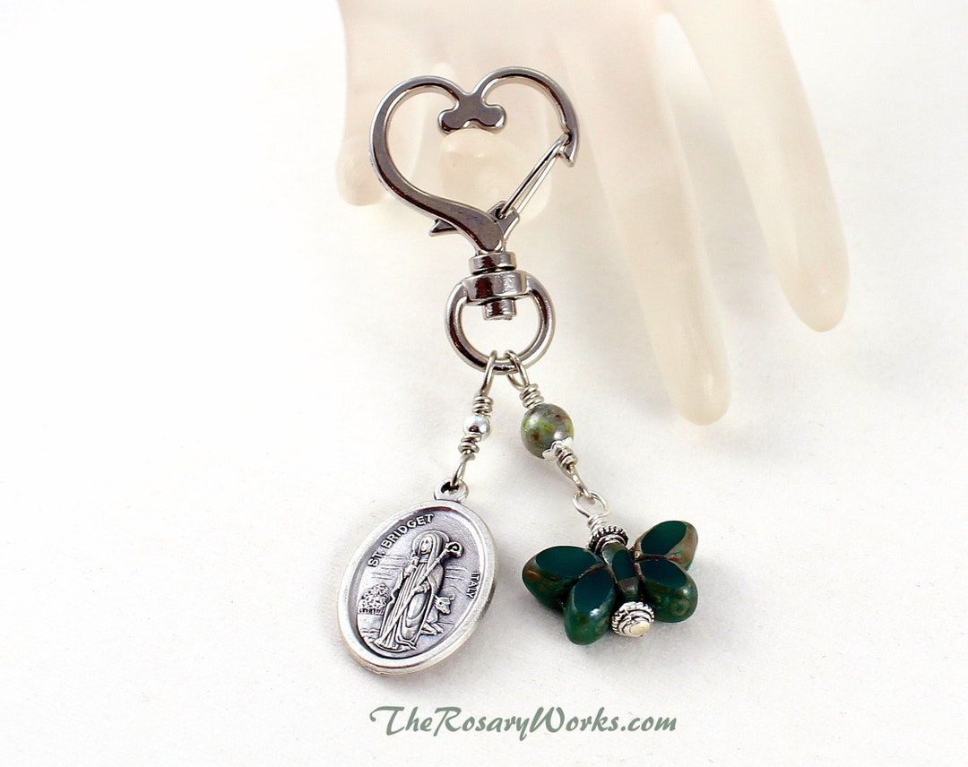 St Brigid Patrick Medal Patron Saint of Ireland Butterfly Charm Irish ...