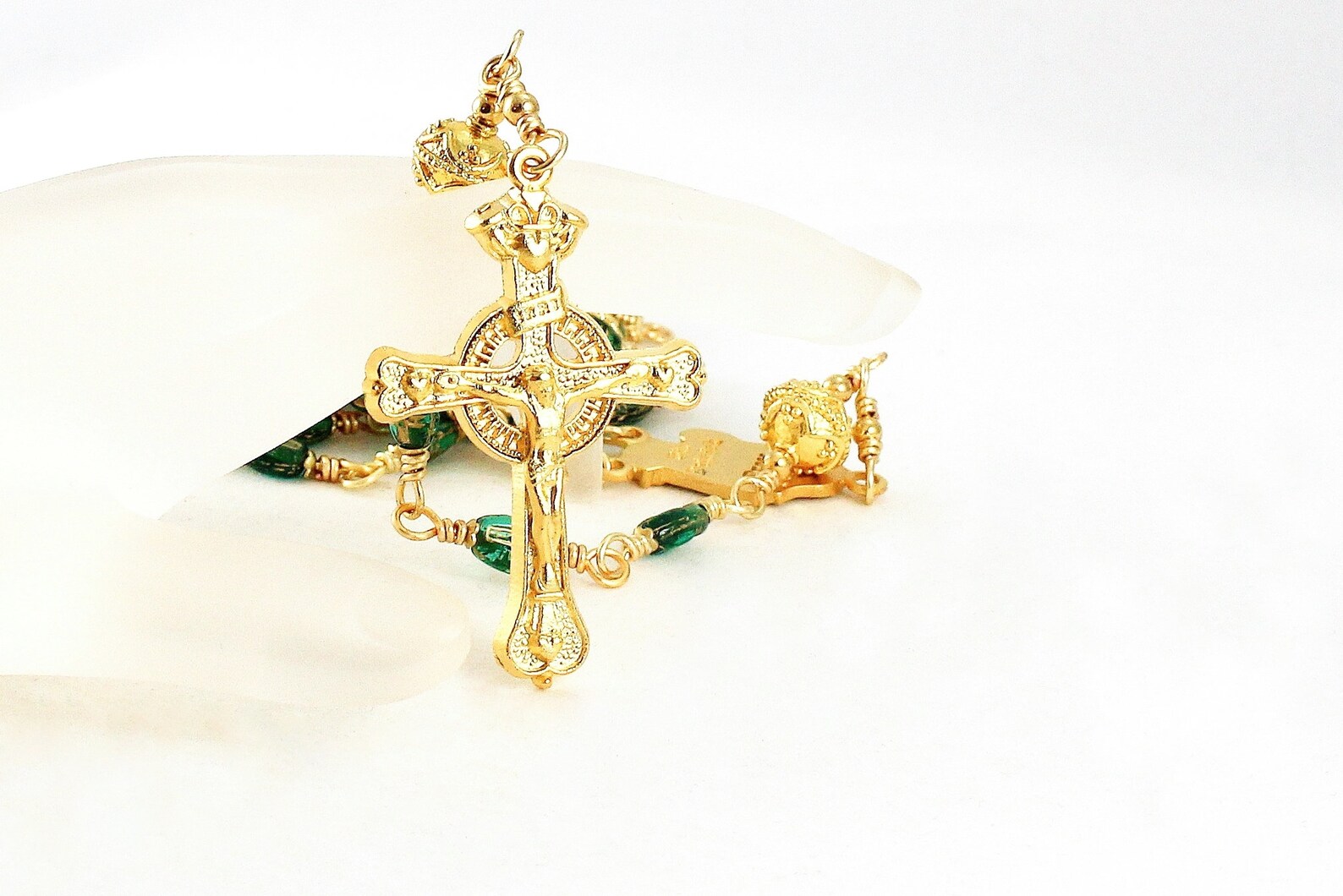 St Patrick Rosary Beads Irish Rosary Gold Finished Pewter Celtic ...
