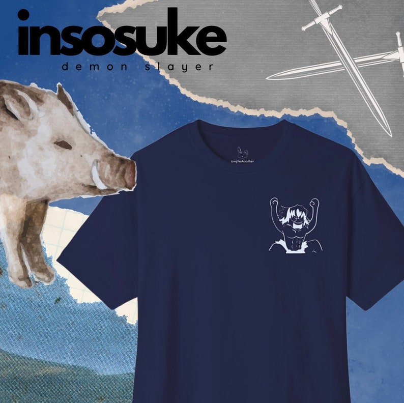 Inosuke Demon Slayer Navy Unisex Oversized Boxy Tee, Simple Doodle T ...