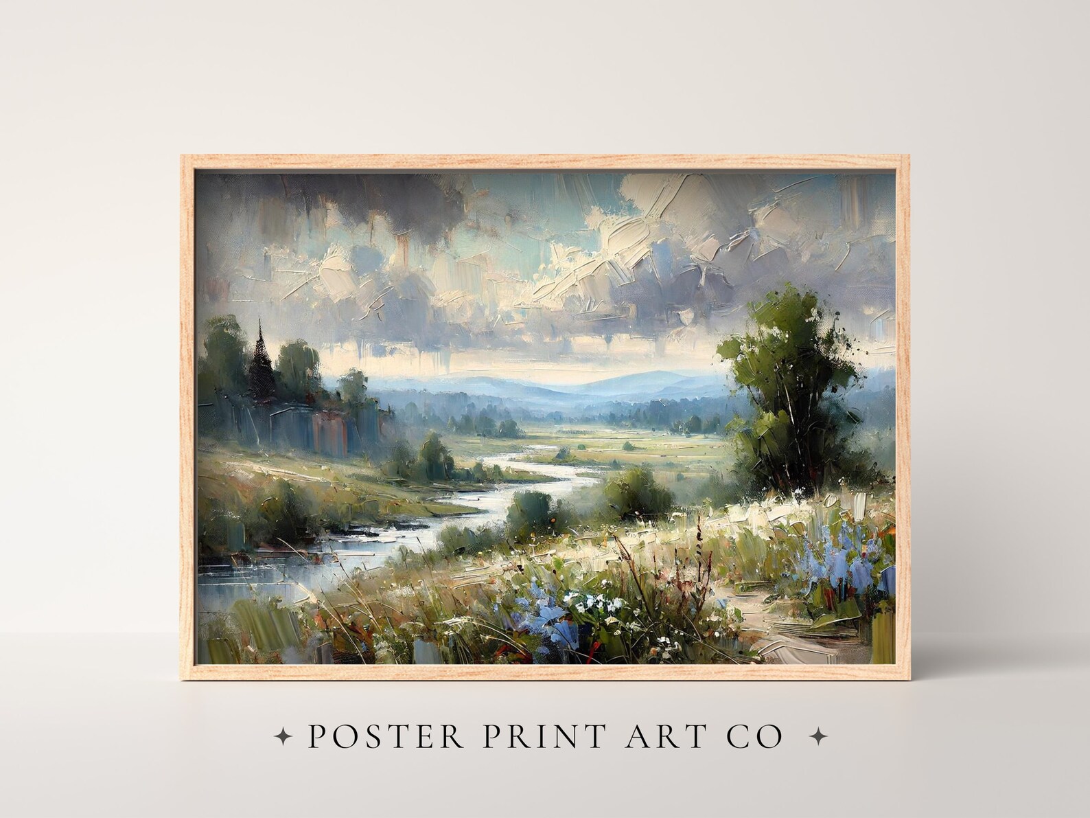 Tranquil Stream Landscape Painting, Oil Painting Print, Country ...