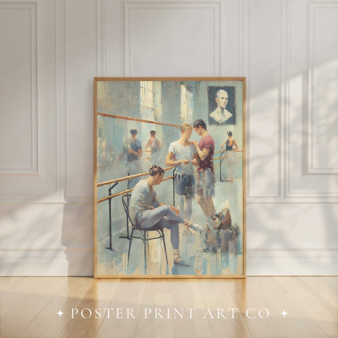 Ballet Class Painting Print, Male Dancers, Dance Decor, Ballet Wall Art ...