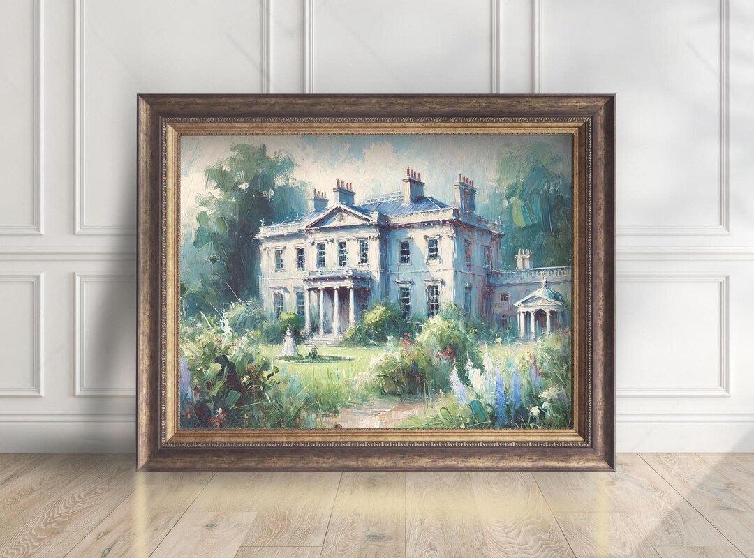Regency Manor House Painting, Bridgerton Poster, Regency Core Print ...