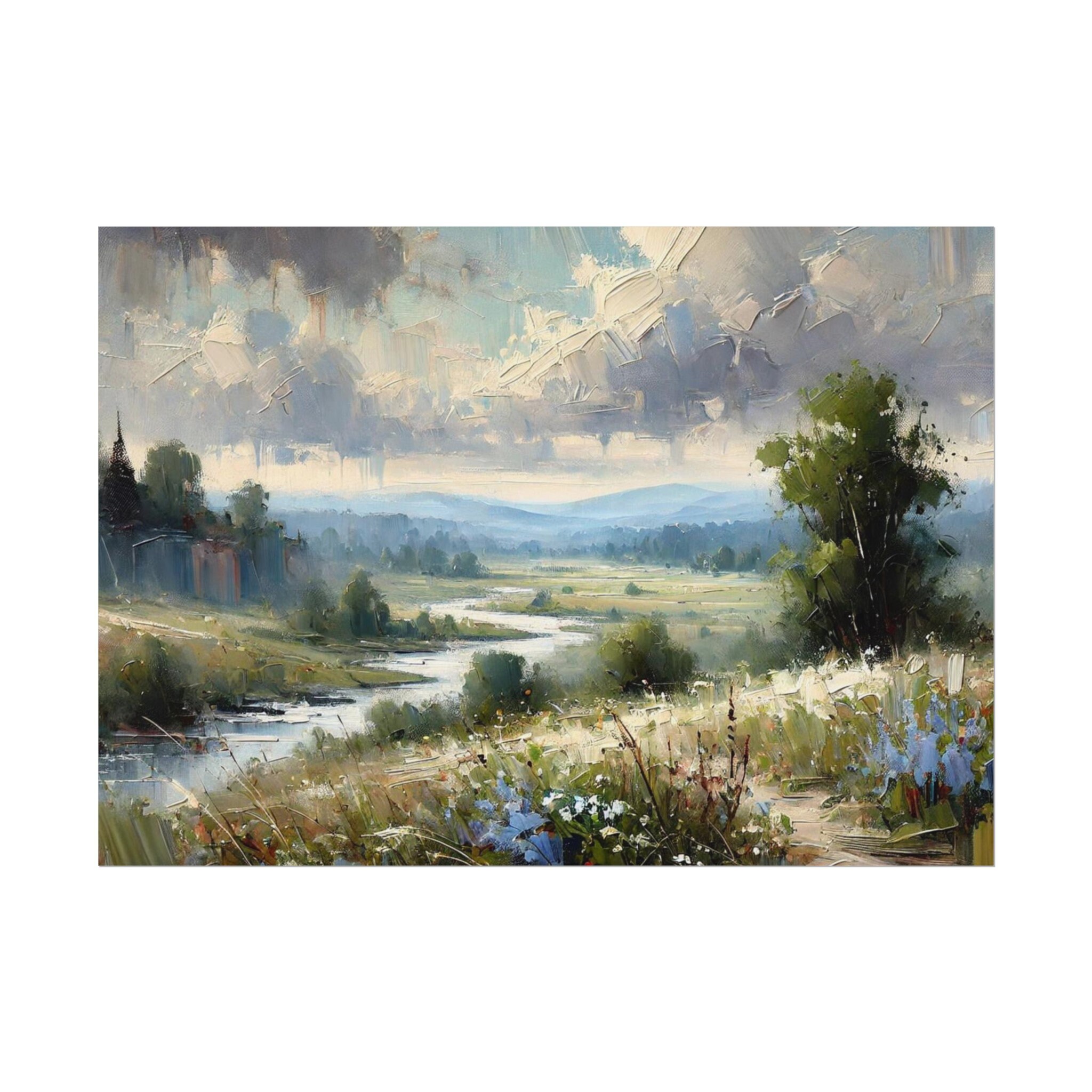 Tranquil Stream Landscape Painting, Oil Painting Print, Country ...
