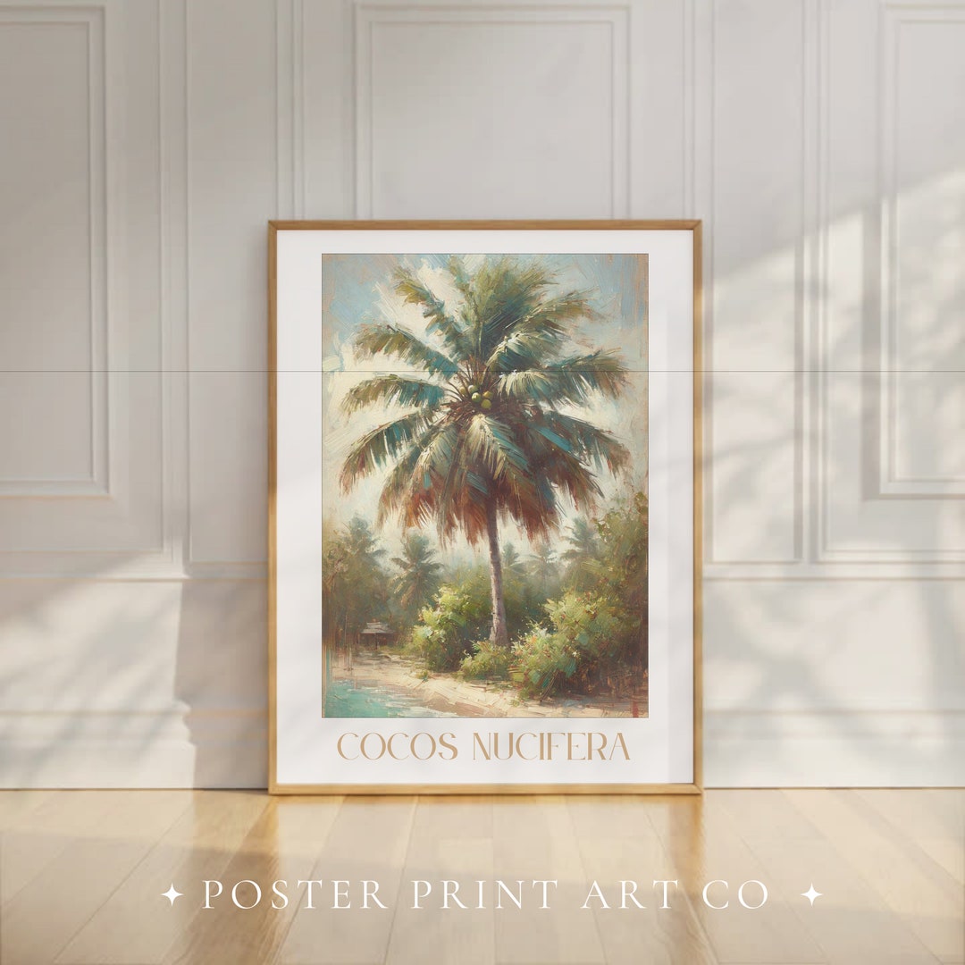 Coconut Tree Poster, Beach Life Print, Coconut Tree Painting, Palm Tree ...