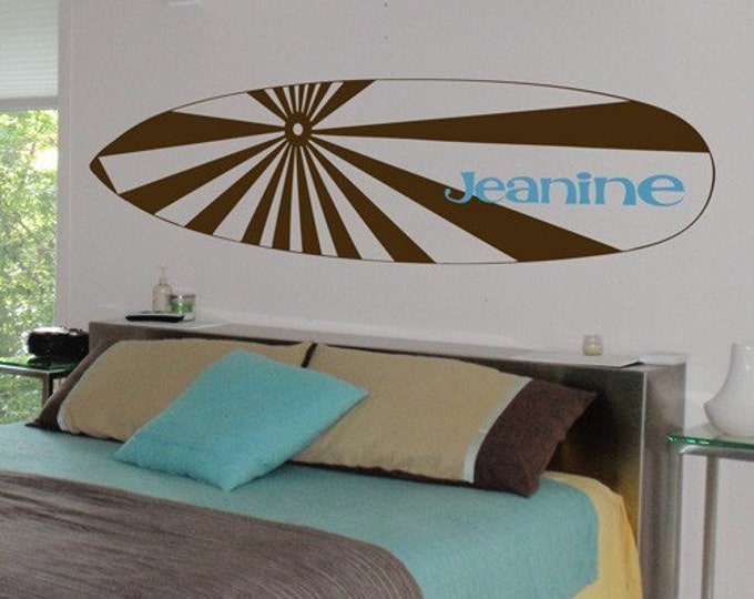 Surfboard and Name Personalized Monogram Wall Decals Your Choice of ...